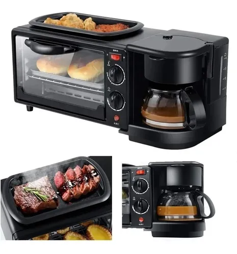 Maquina 3 En 1 Cafetera Plancha Parrilla Horno Desayuno OM OM0701 - Next Cell